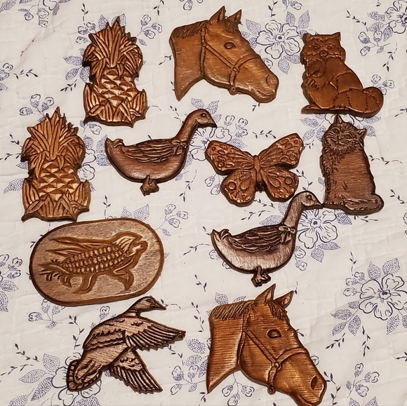 Kitchen | Handcrafted Wooden Animal Wall Decor Set Vintage | Poshmark